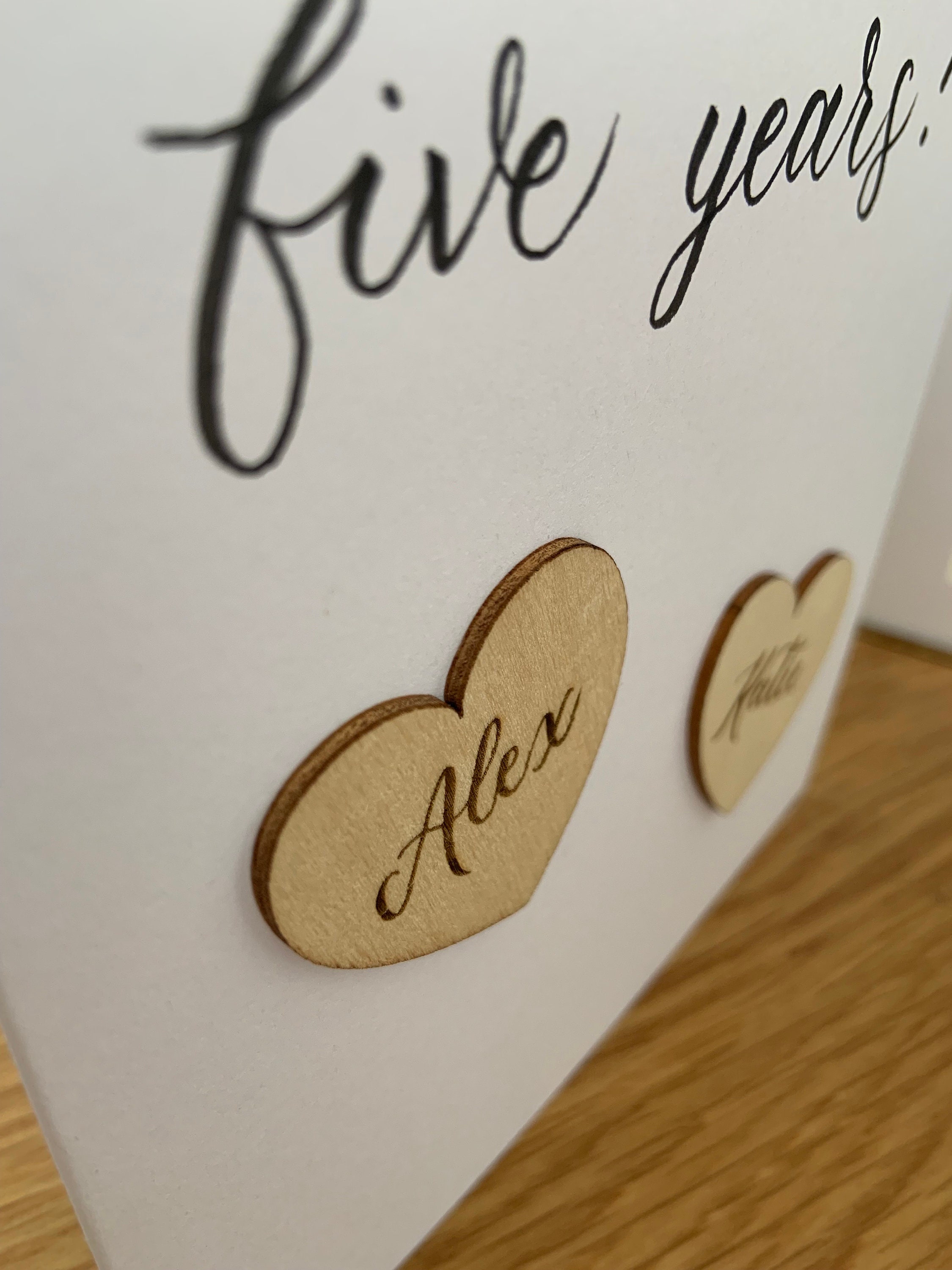 Personalised Wood Anniversary Card | 5th Wedding Anniversary Card With ...
