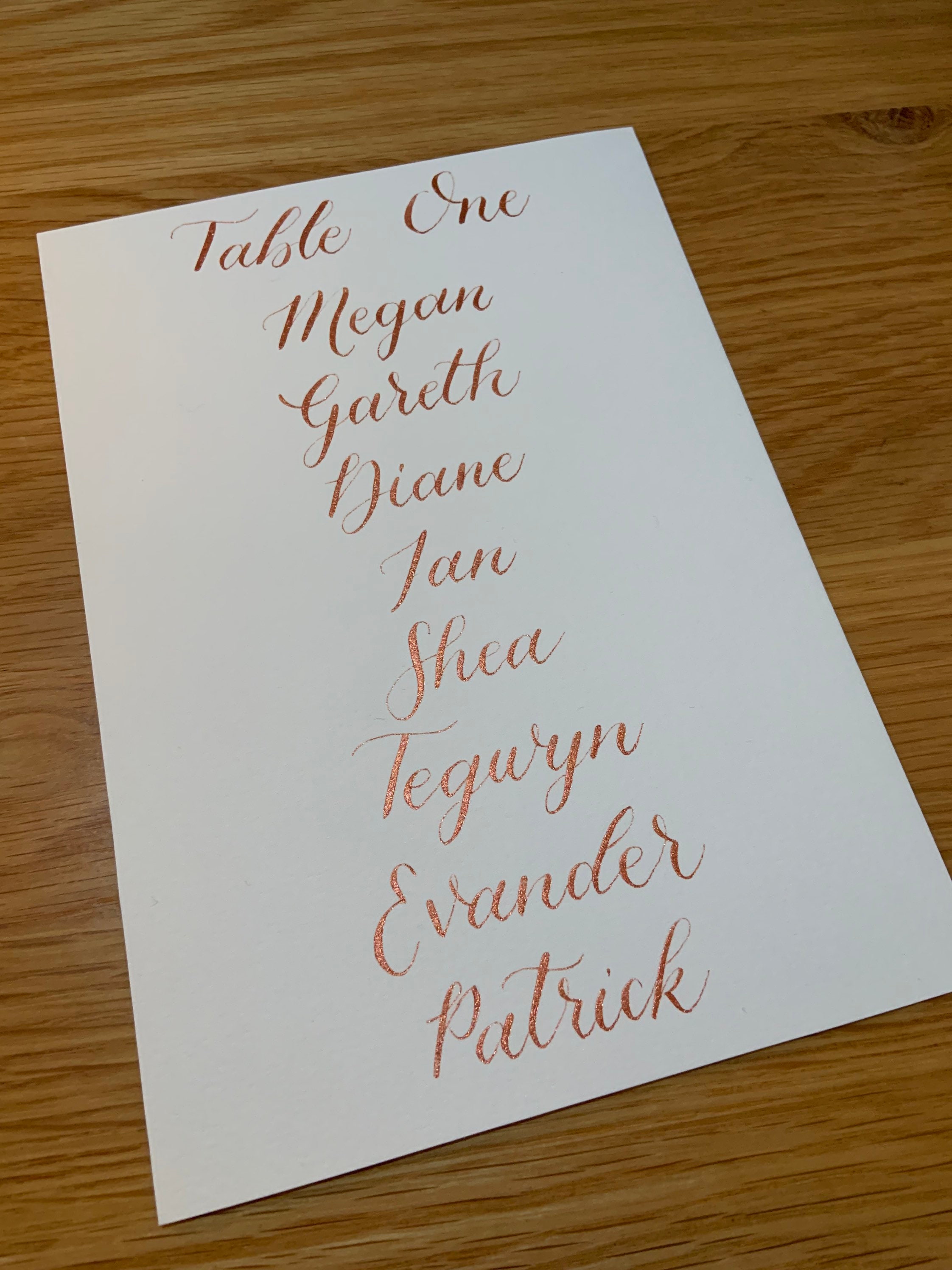 Custom Calligraphy Table Plan Cards | Pointed Pen Calligraphy Seating ...