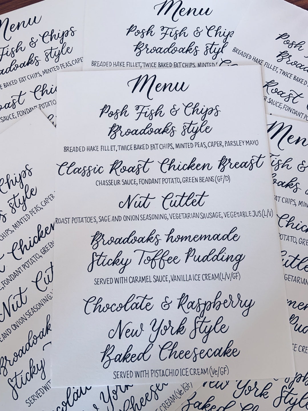 Custom Calligraphy Menu Cards Brush Lettered Formal Dining - Etsy