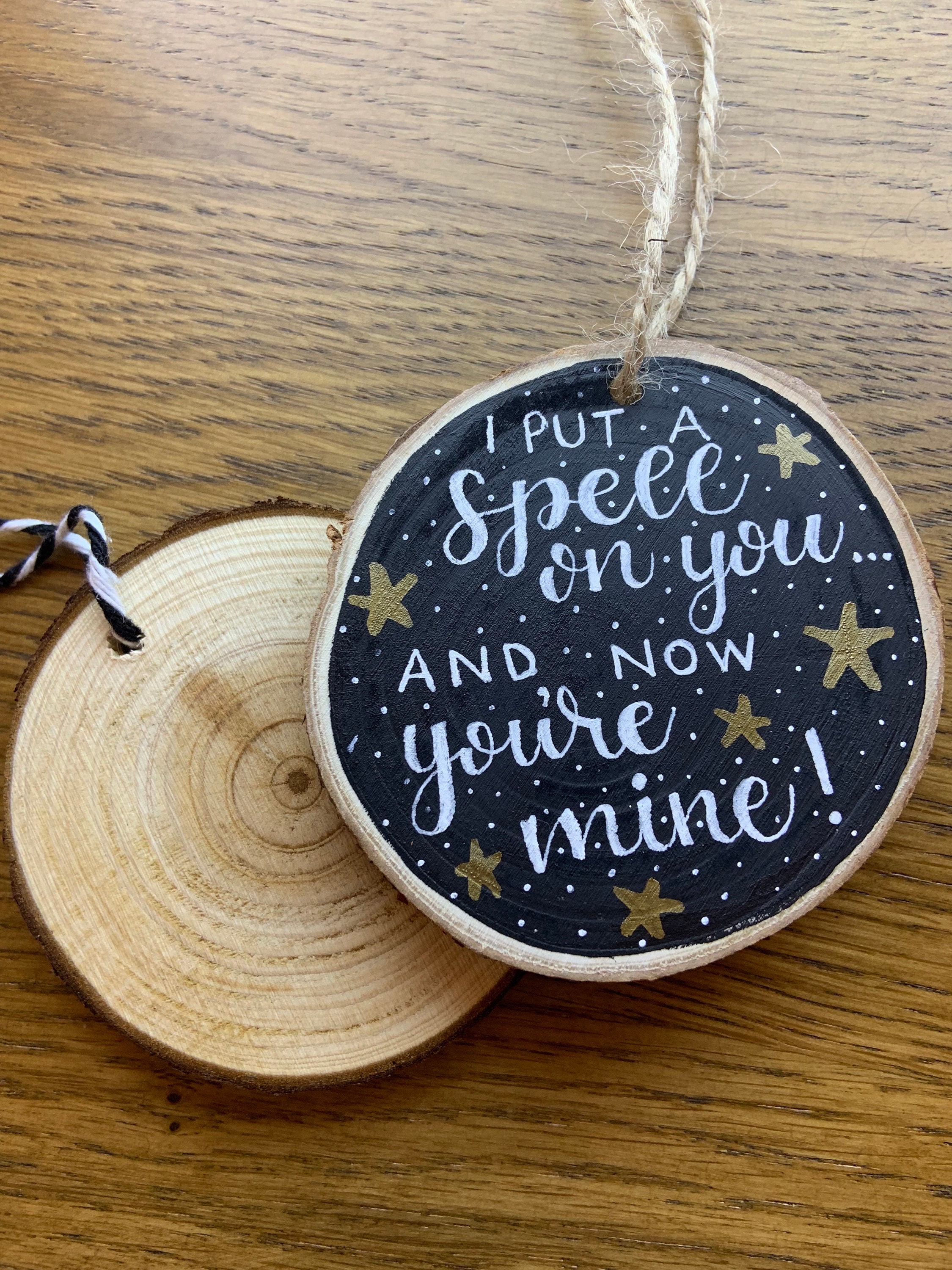 Personalised Hand Painted Wood Slice Decorations | Custom Halloween ...