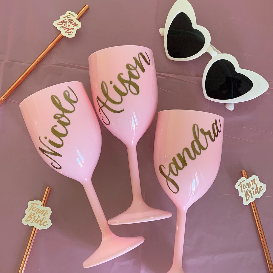 Personalised Plastic Wine Glass | Custom Handwritten Calligraphy Cup ...