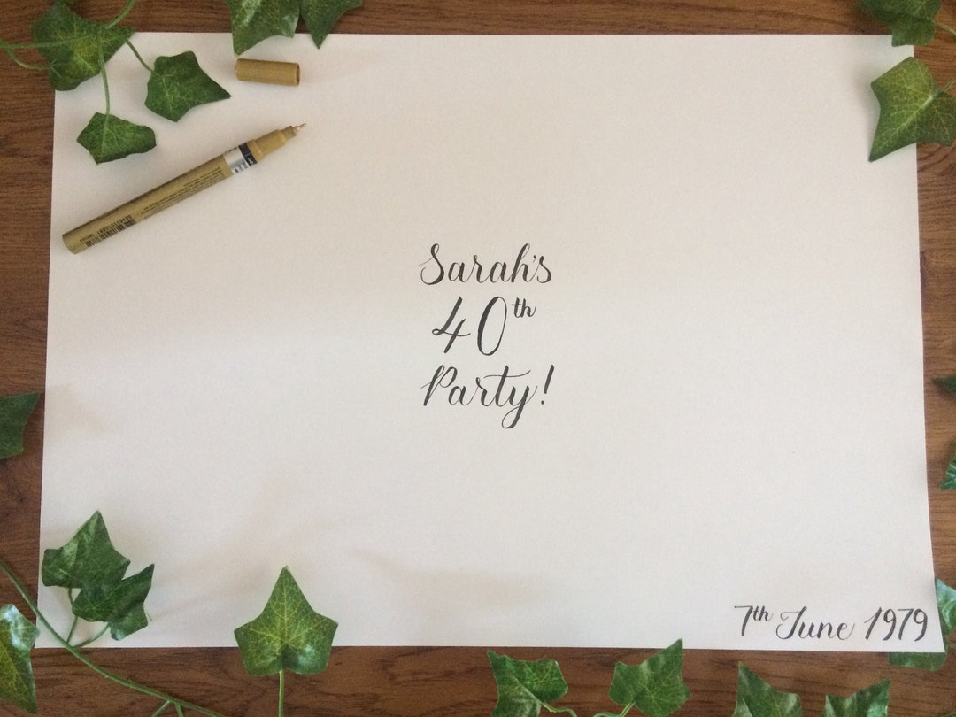 Handwritten Wedding Guest Signing Sheet | Personalised Birthday ...