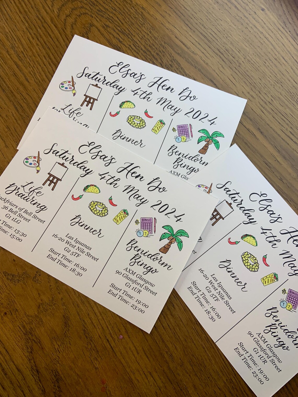 Hen Party Itinerary Cards | Bachelorette Party Plan | Hen Do ...