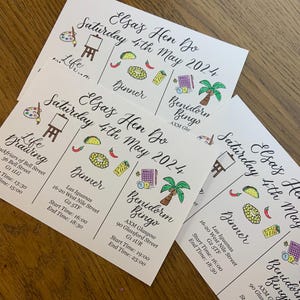 Hen Party Itinerary Cards | Bachelorette Party Plan | Hen Do ...