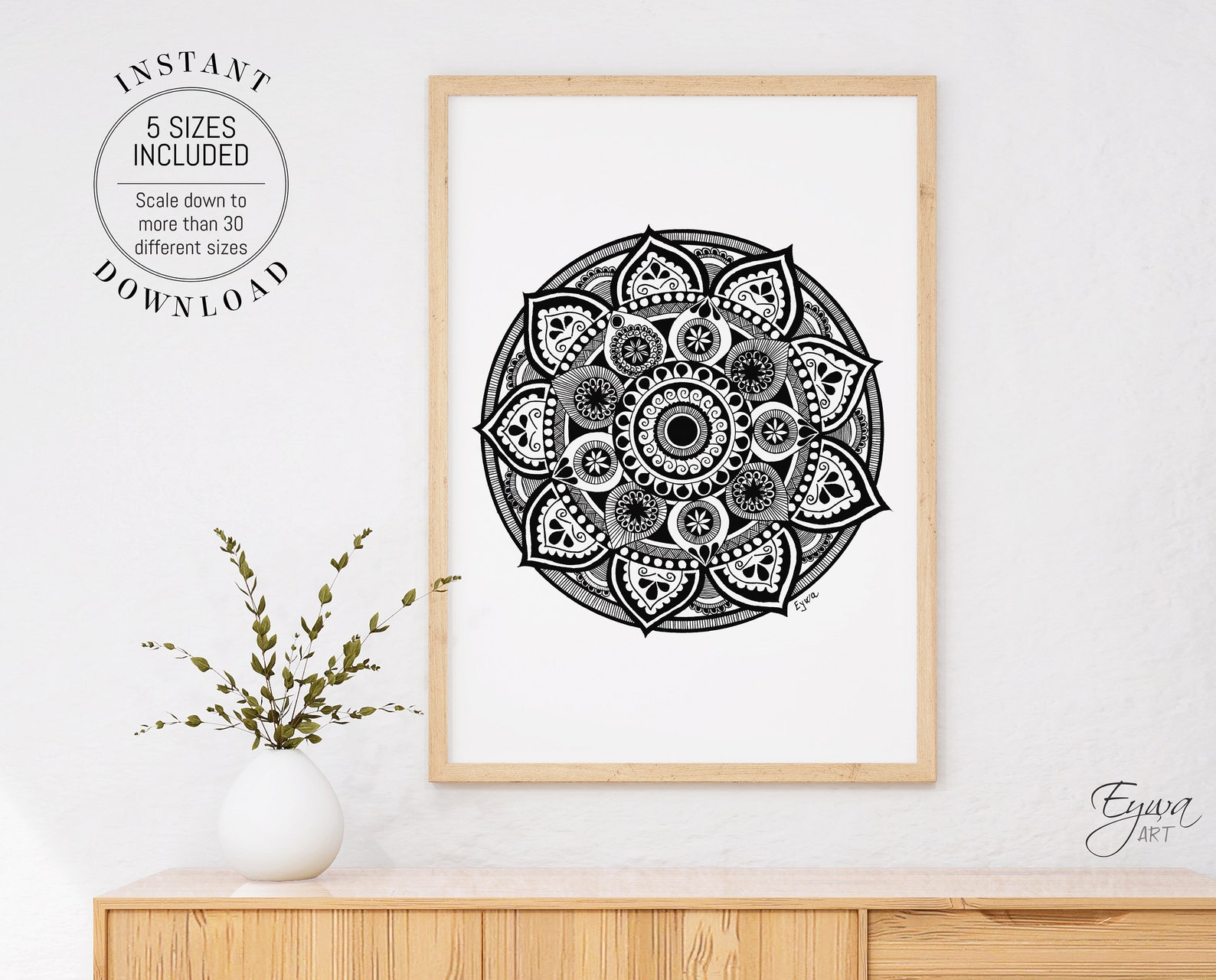 Printable Mandala Zen Wall Art Office Decor Sacred Geometry Mandala ...