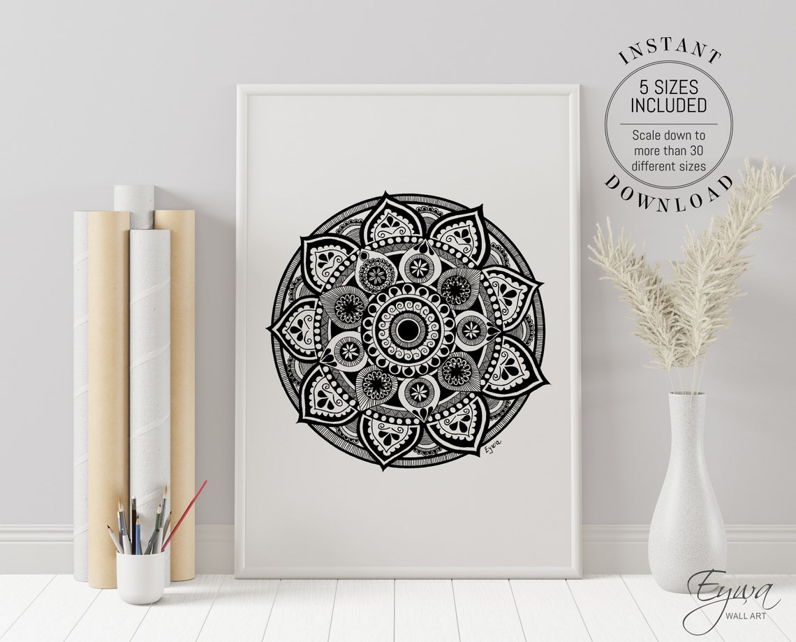Printable Mandala Zen Wall Art Office Decor Sacred Geometry | Etsy