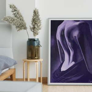 Violet Woman Back Art Print: Sensual Bedroom Wall Decor (digital ...
