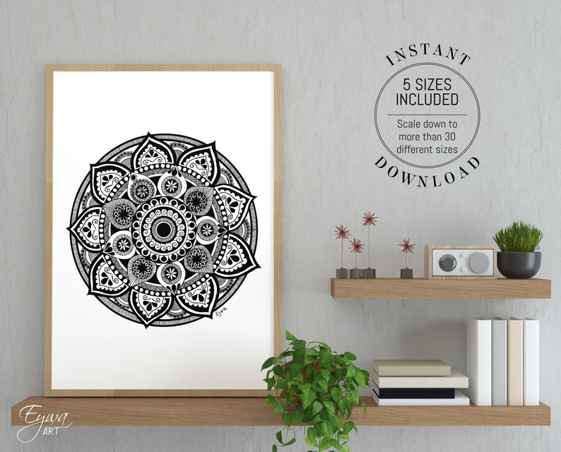 Printable Mandala Zen Wall Art Office Decor Sacred Geometry Mandala ...