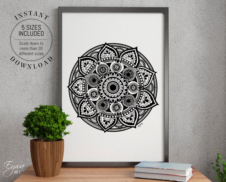 Printable Mandala Zen Wall Art Office Decor Sacred Geometry Mandala ...