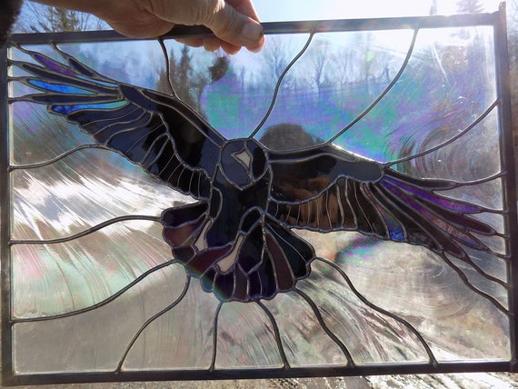 Stained Glass Raven - Etsy