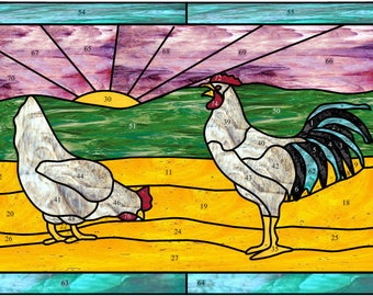 Pattern Rooster and Hen Stained Glass Suncatcher - Etsy