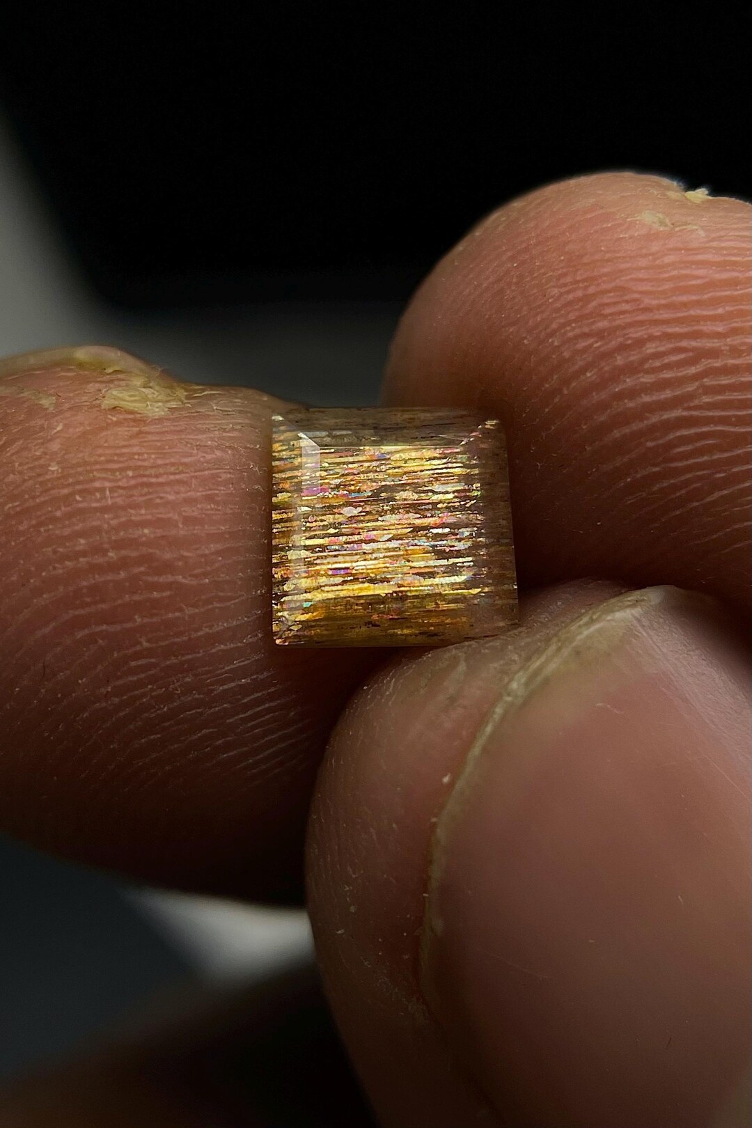 Rainbow Meteor Shower Sunstone 6.2x6.2 MM 1.10 Carats Faceted Square ...