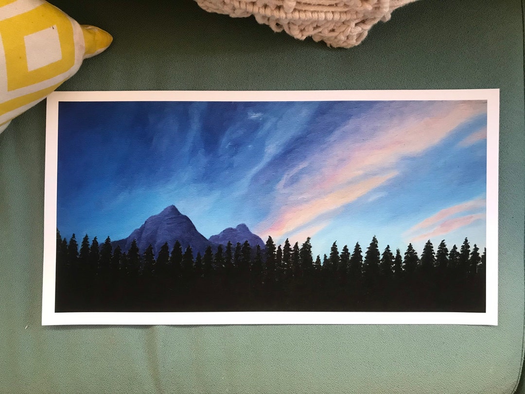 Banff Mountain Treeline at Dusk Fine Art Print - Etsy