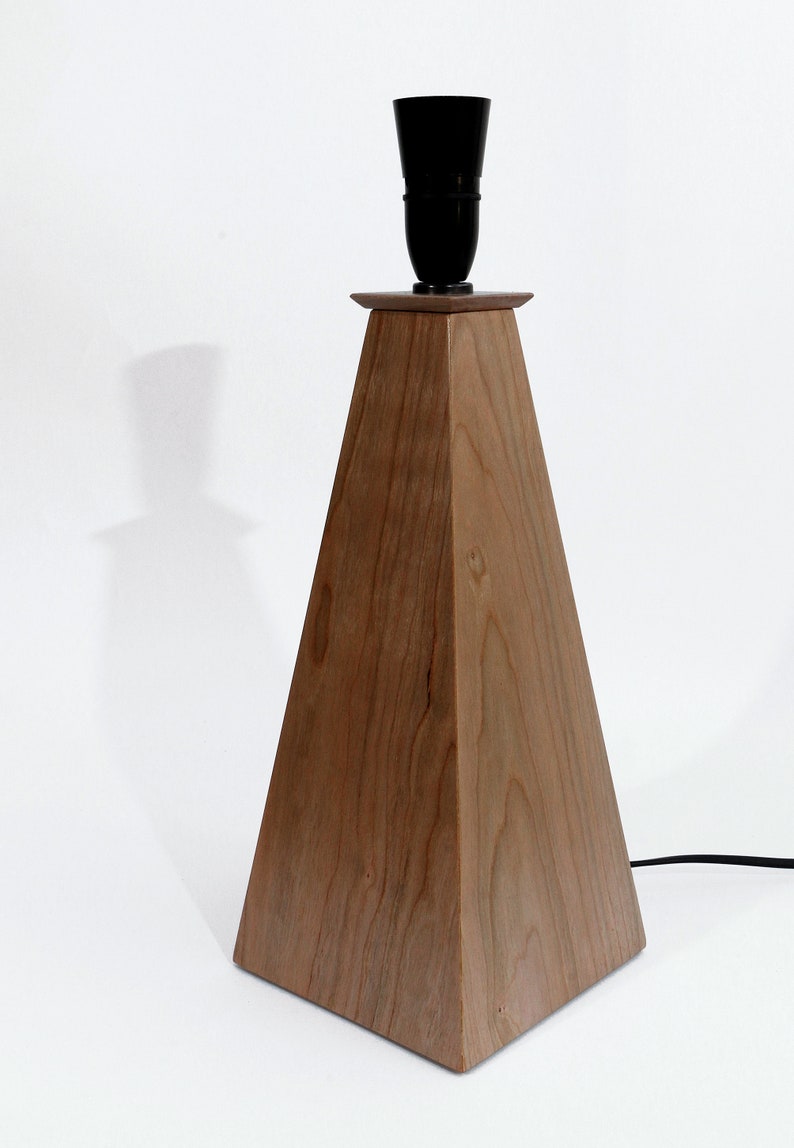 American Cherry Wood, Pyramid Shaped Contemporary Table Lamp Stand ...