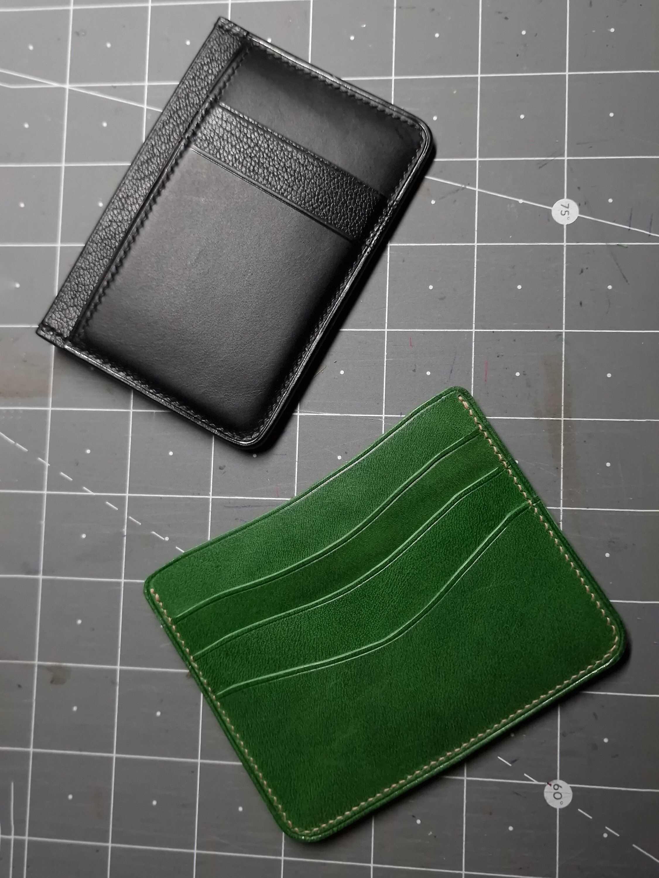 Handmade Emerald Green Natural Leather Minimalist Card Wallet, Front ...