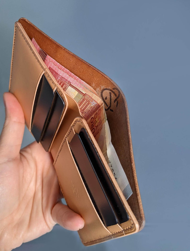 Handmade Slim Shell Cordovan Bifold Teal Leather, Turquoise Leather ...