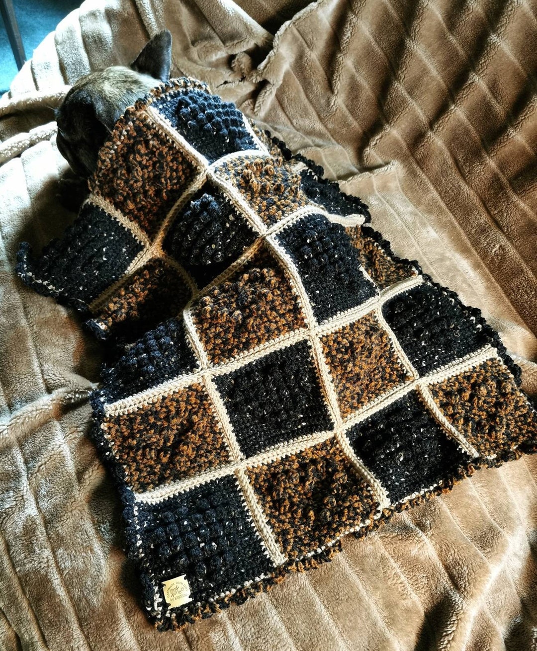 Cuddly Blanket Patchwork Dog Bed Crocheted Heart Bubble Pattern ...