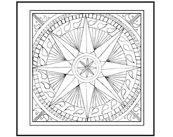 Adult Coloring Pages Stars Pattern Colouring Page Geometric - Etsy