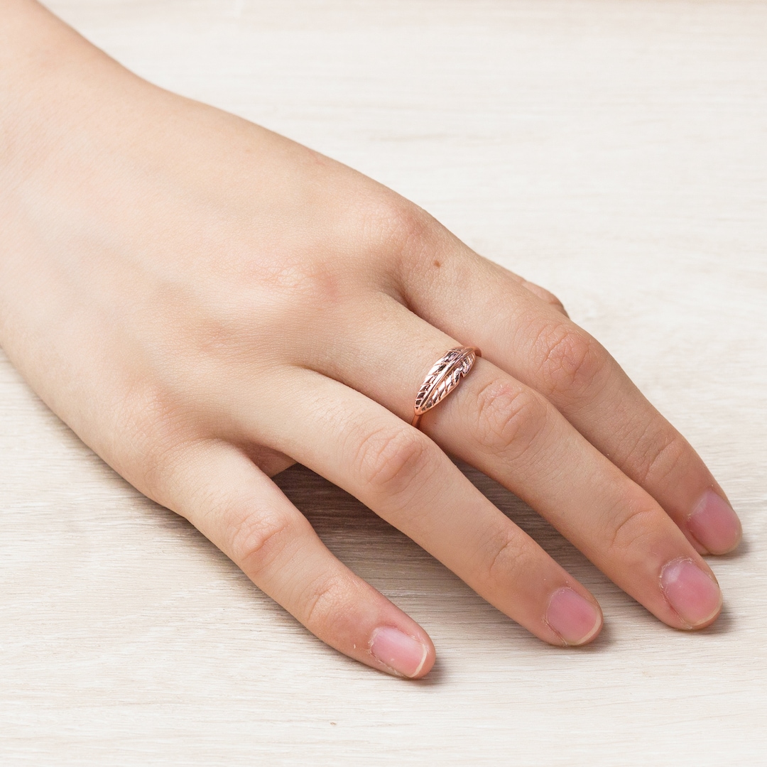 Rose Gold Plated Adjustable Feather Ring by Philip Jones - Etsy