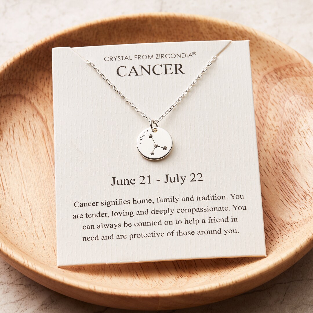 Cancer Zodiac Star Sign Disc Necklace Created With Zircondia® Crystals ...