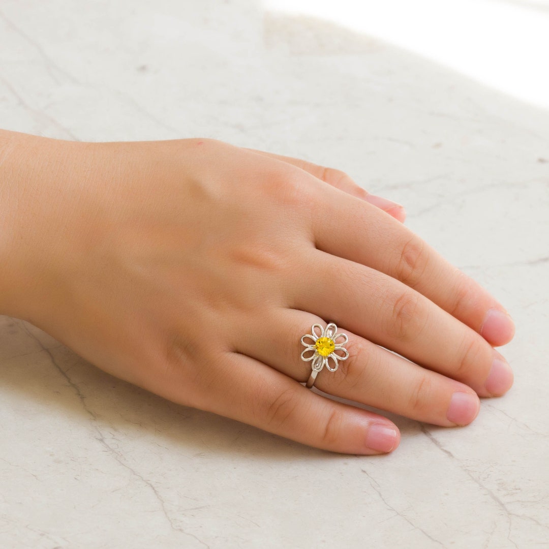 Adjustable Crystal Daisy Ring Created With Zircondia® Crystals by ...