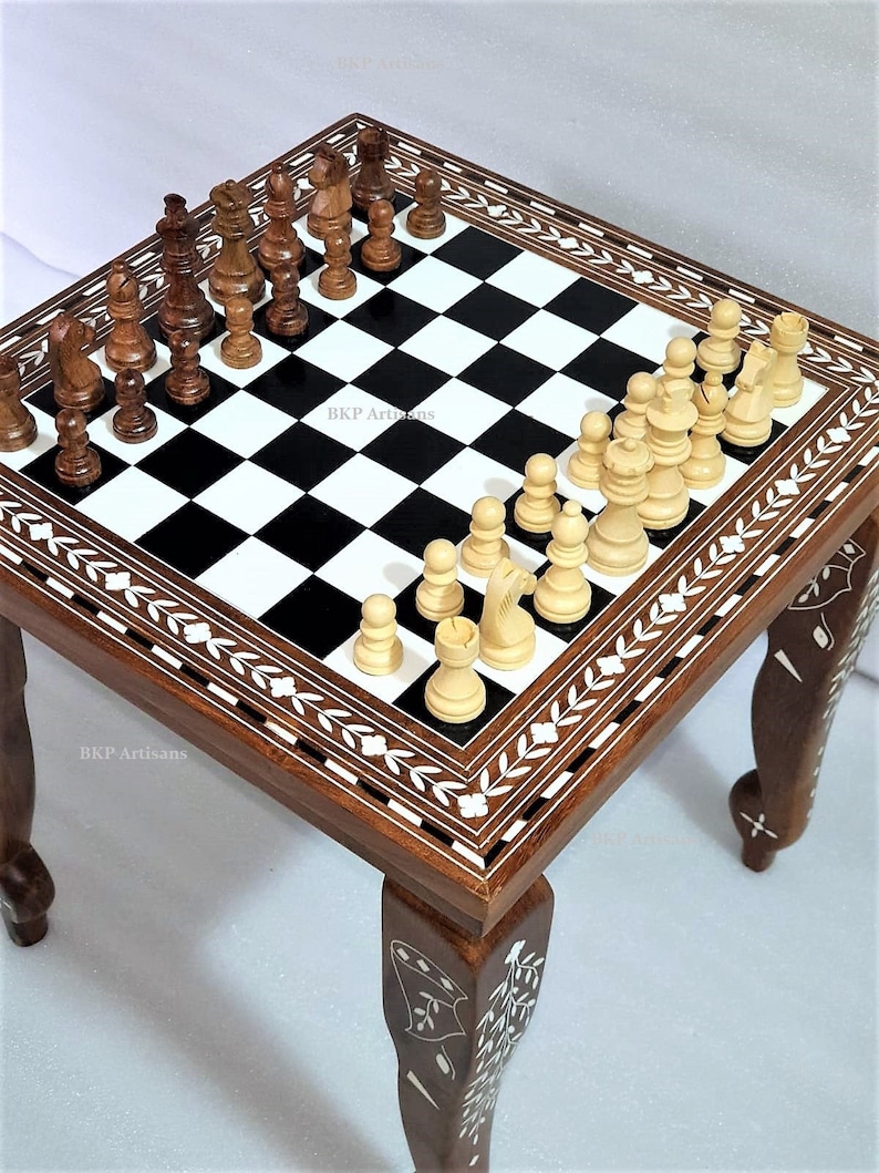 14 Inch Hand-crafted Inlaid Wood Chess Board Game Table |free Staunton ...