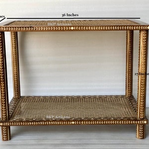 Two Tier Inlay Table| Rattan Cane Inlaid Table| Bone Inlay | India ...