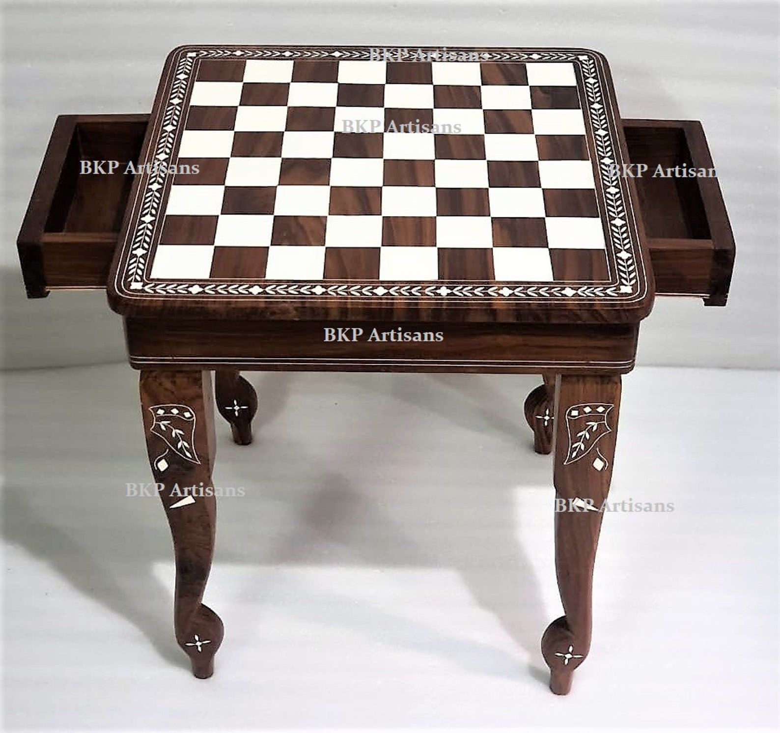 18 Inch Hand-crafted Inlaid Wood Chess Board Game Table |free Book by ...
