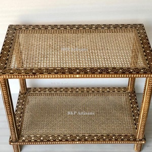 Two Tier Inlay Table| Rattan Cane Inlaid Table| Bone Inlay | India ...