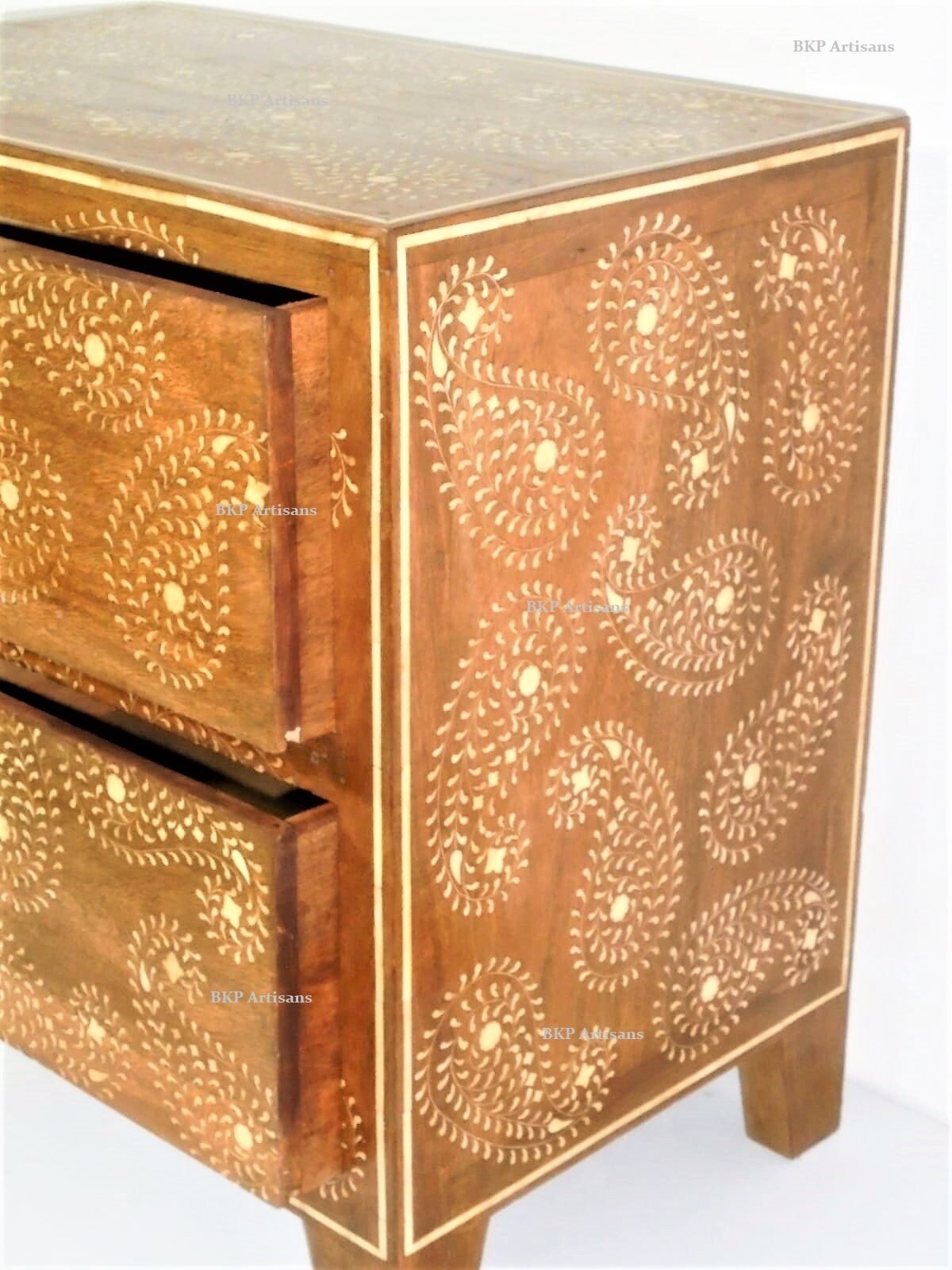 Inlay Bedside Tableinlaid Bed Sidetable Teak Wood - Etsy