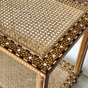 Two Tier Inlay Table| Rattan Cane Inlaid Table| Bone Inlay | India ...