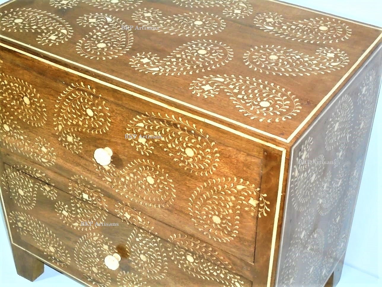 Inlay Bedside Tableinlaid Bed Sidetable Teak Wood - Etsy