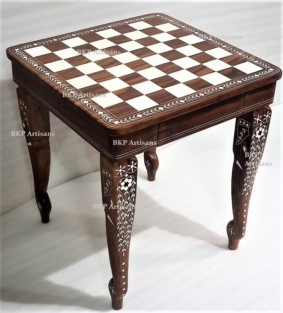 18 Inch Hand-crafted Inlaid Wood Chess Board Game Table |free Book by ...