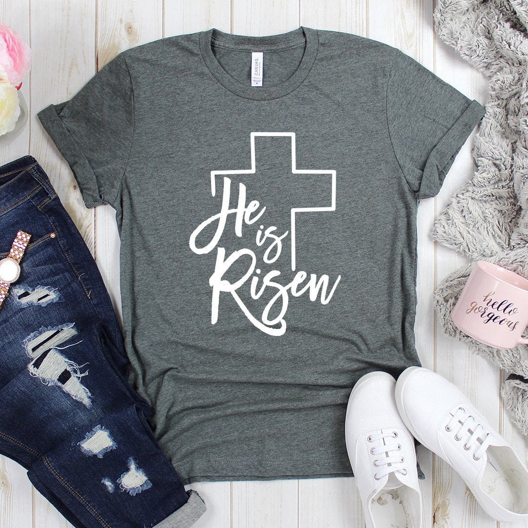 Christian Easter T Shirt He Is Risen Shirt Christian Etsy Australia