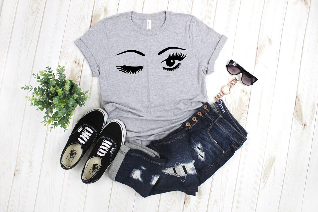 Winking Eyes T-shirt, Wink, Make-up T Shirt, Graphic T-shirt for Women ...