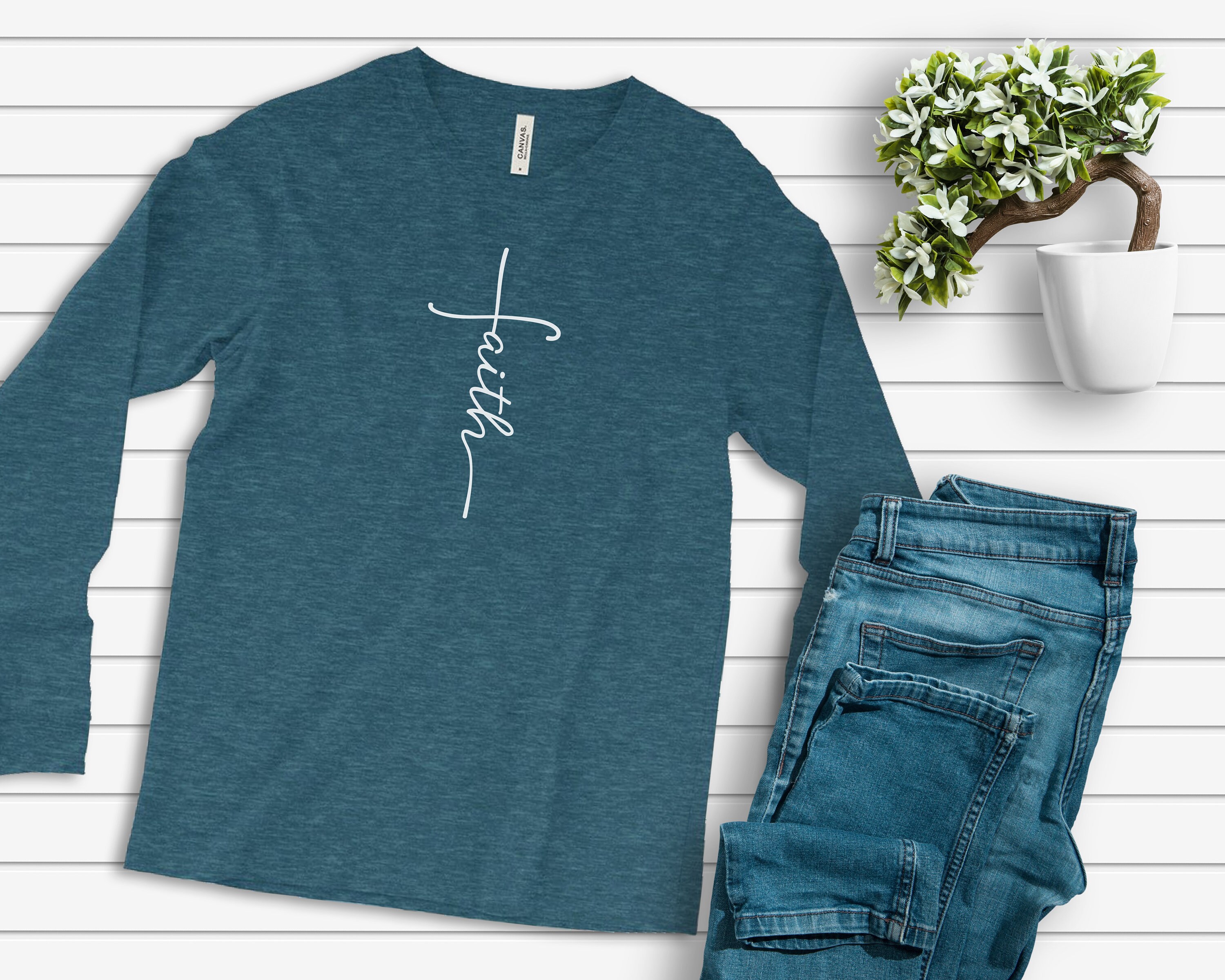 Faith Long Sleeve T Shirt Christian T Womens Ts Etsy