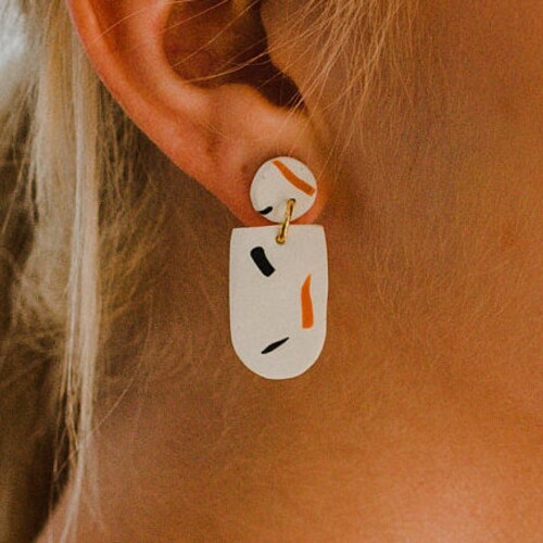 14K Gold Offset Staple Line Ear Jacket Stud Set Jacket Pair | Etsy