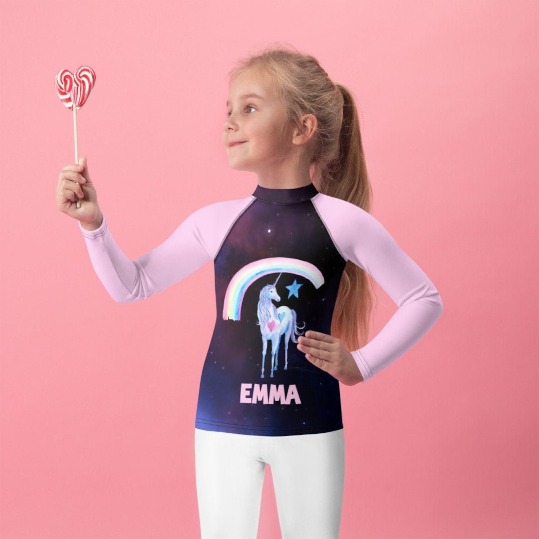 Girls Rash Guard, Personalized Kids Rash Guard, Unicorn Kindergarten ...