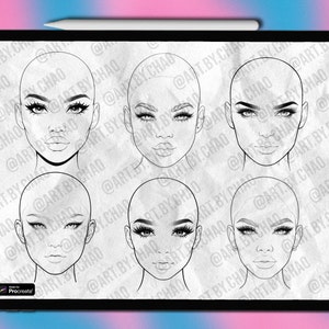 Base Procreate Face Stamps. Procreate Head Base Stamps. Female Face ...