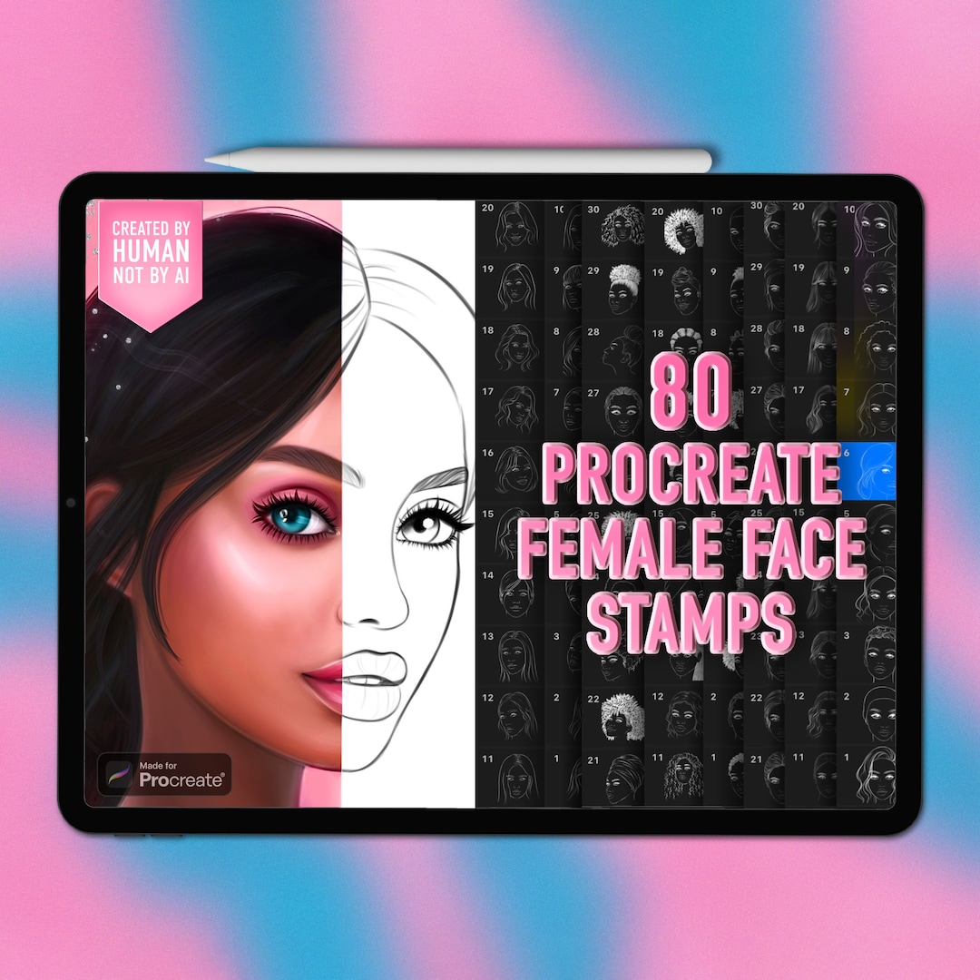 Face Procreate Stamps Procreate Face Stamp Brushes - Etsy