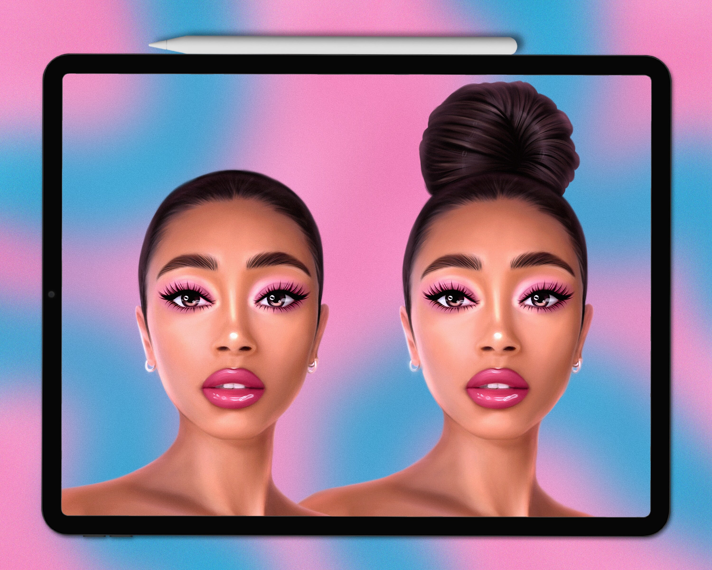 Procreate Bun Hairstyle Stamps Messy Bun Hairstyle Procreate - Etsy