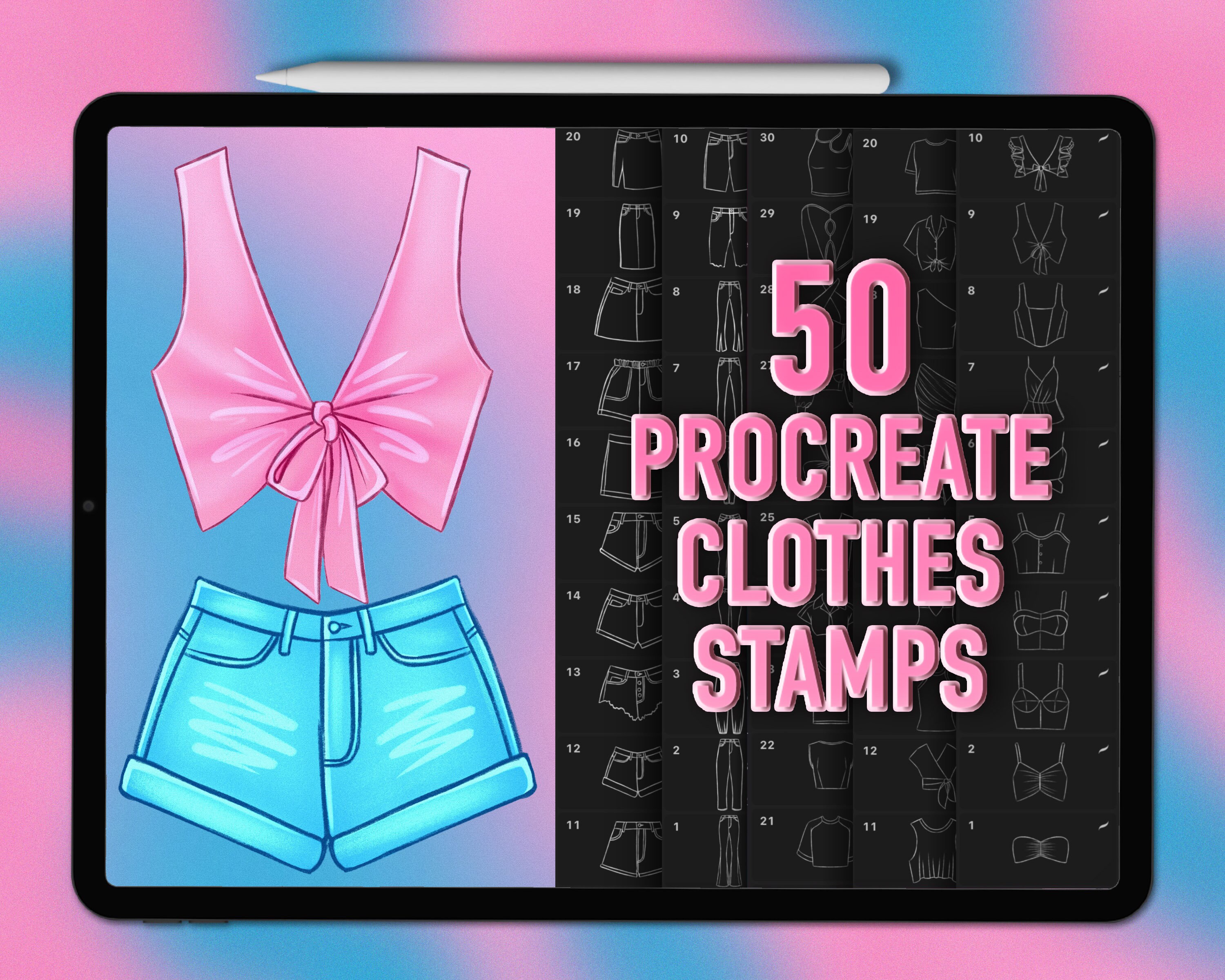 Procreate Clothes Stamps Procreate Clothing Brushes - Etsy