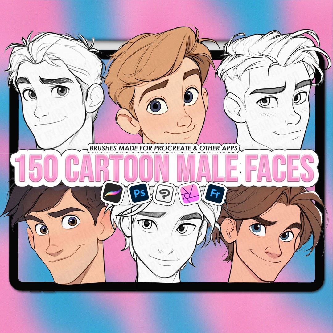 Cartoon Prince Procreate Face Stamps | Procreate Cartoon Face Stamps ...