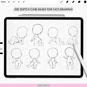 Procreate Chibi Base Poses: 200 Chibi Character Body Stamps (photoshop ...