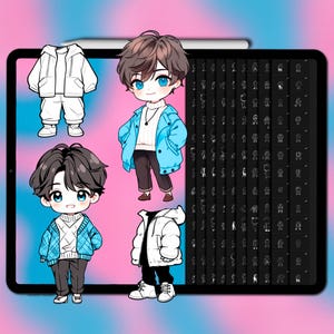 Chibi Outfit Procreate Stamps. Chibi Boy Procreate Clothing Stamps. Procreate Chibi Clothes ...