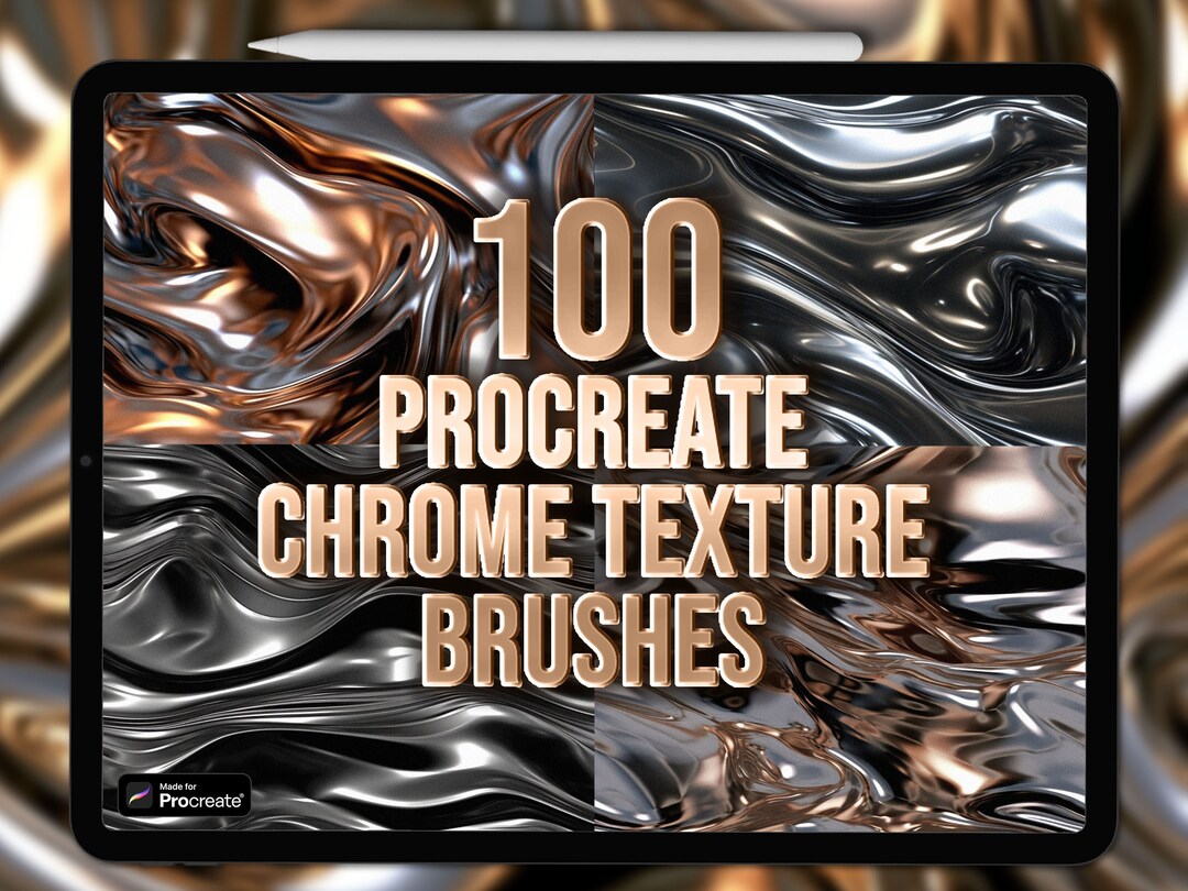 Procreate Chrome Texture Brushes | Metallic Texture Procreate Brushes | Chrome Procreate Brushes ...