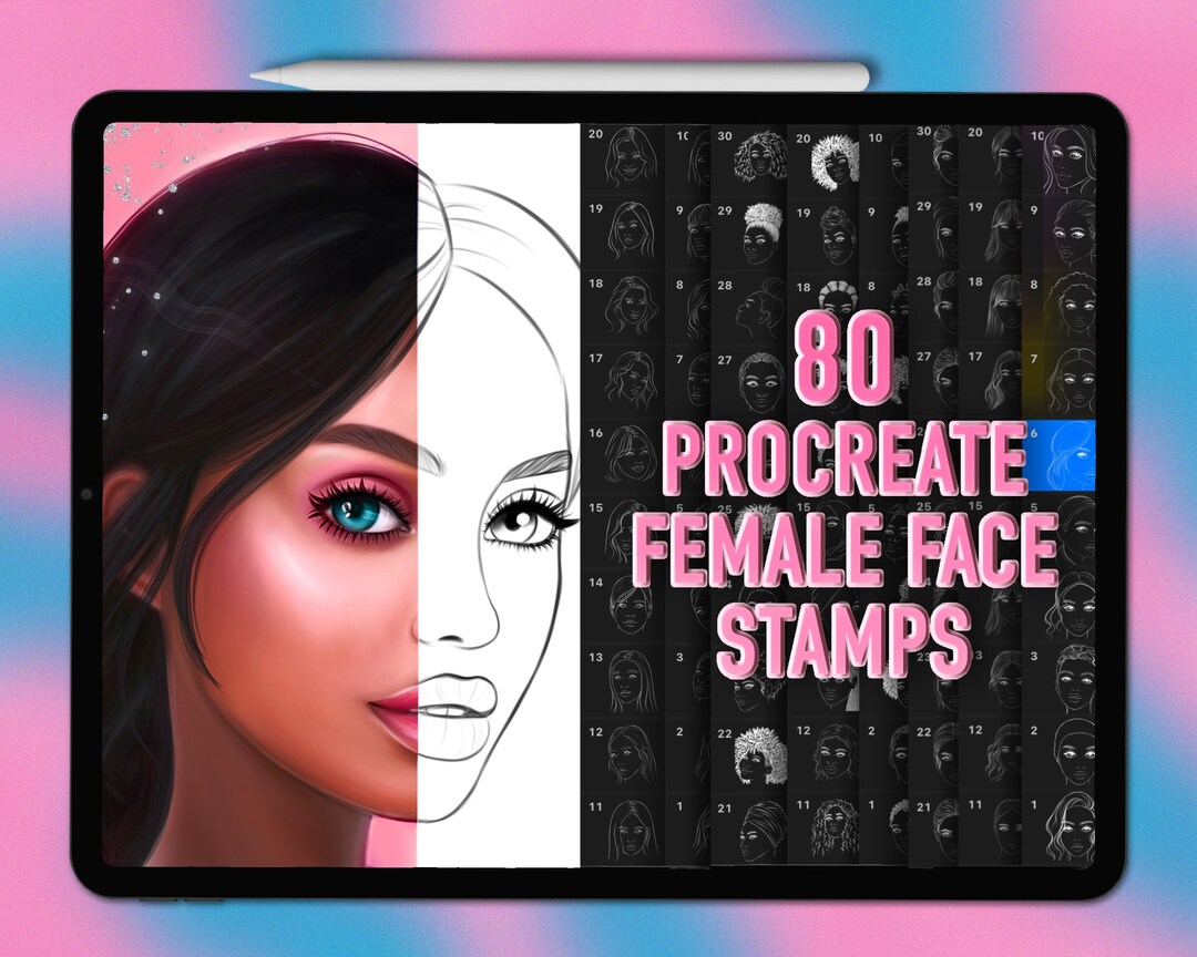 Face Procreate Stamps Procreate Face Stamp Brushes - Etsy