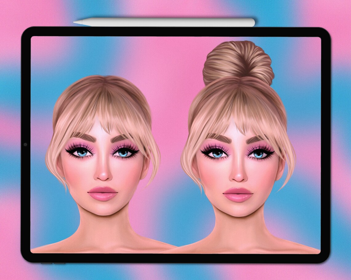 Procreate Bun Hairstyle Stamps Messy Bun Hairstyle Procreate - Etsy