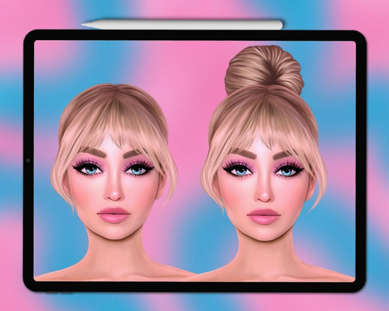 Procreate Bun Hairstyle Stamps Messy Bun Hairstyle Procreate - Etsy