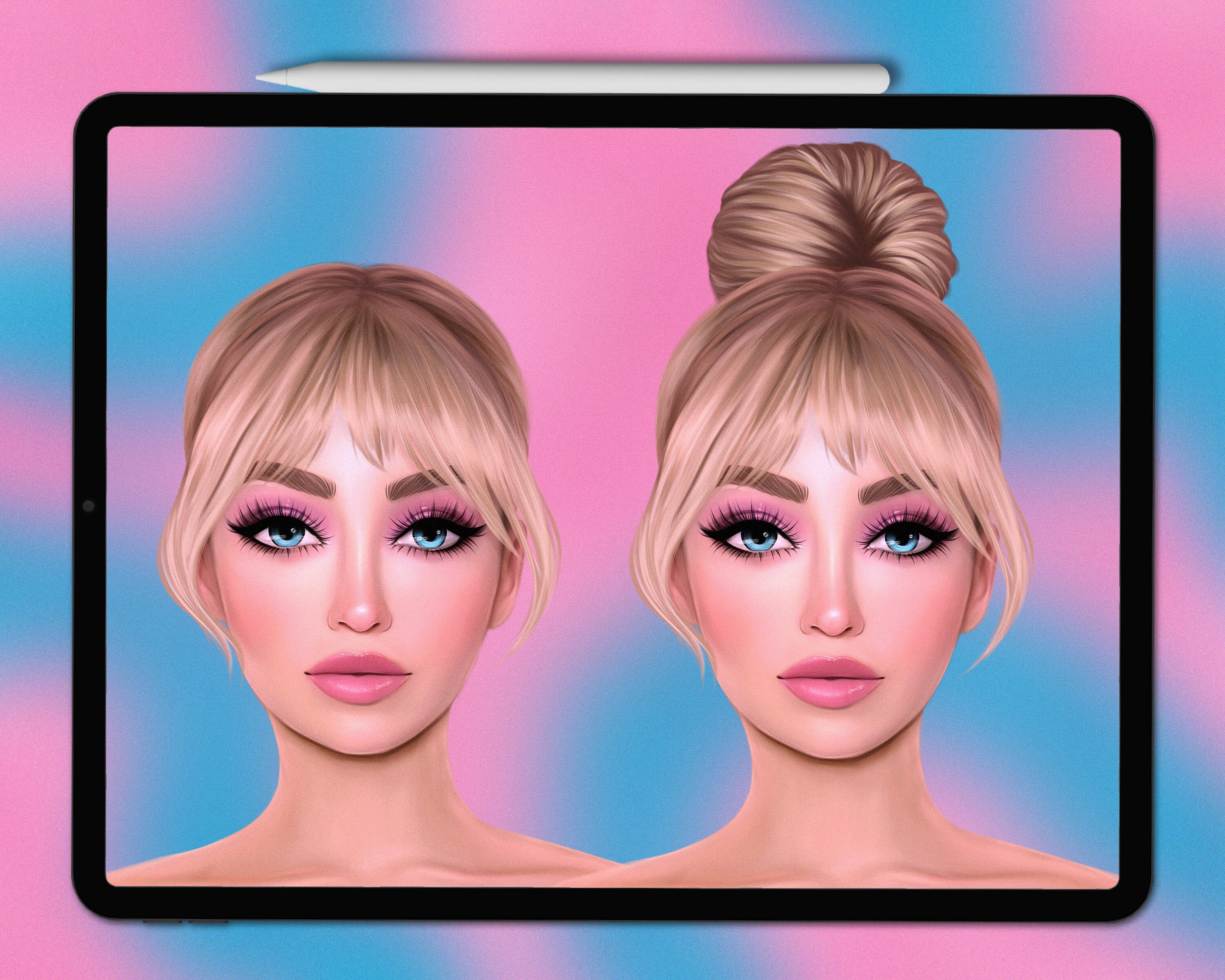 Procreate Bun Hairstyle Stamps Messy Bun Hairstyle Procreate - Etsy